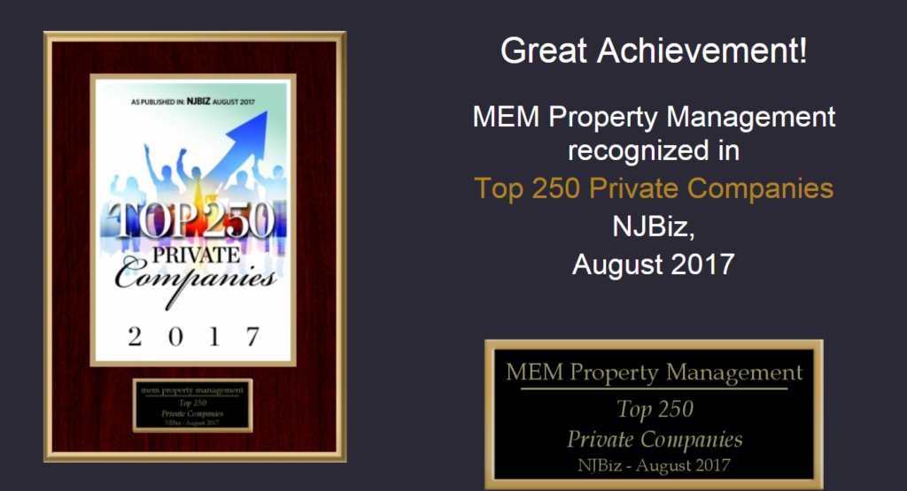 Great Achievement ! NJBiz Recognition | mem property management corporation